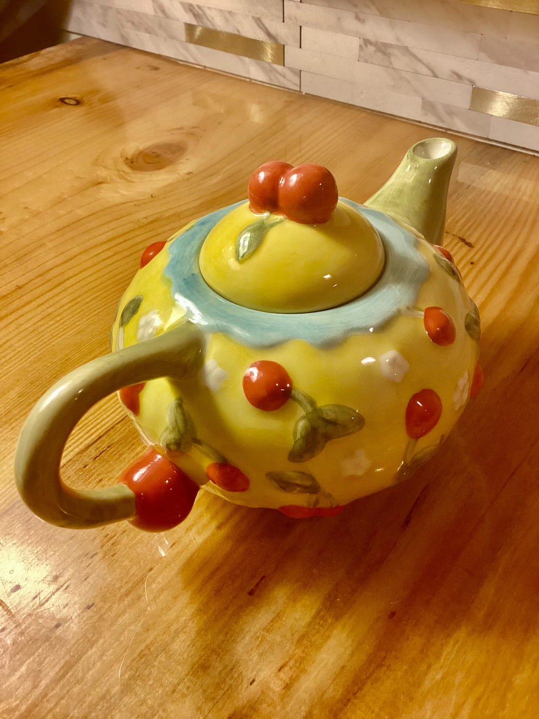Oneida Teapot Country Bouquet Cherries Jubilee Teapot China Mini Teapot ...