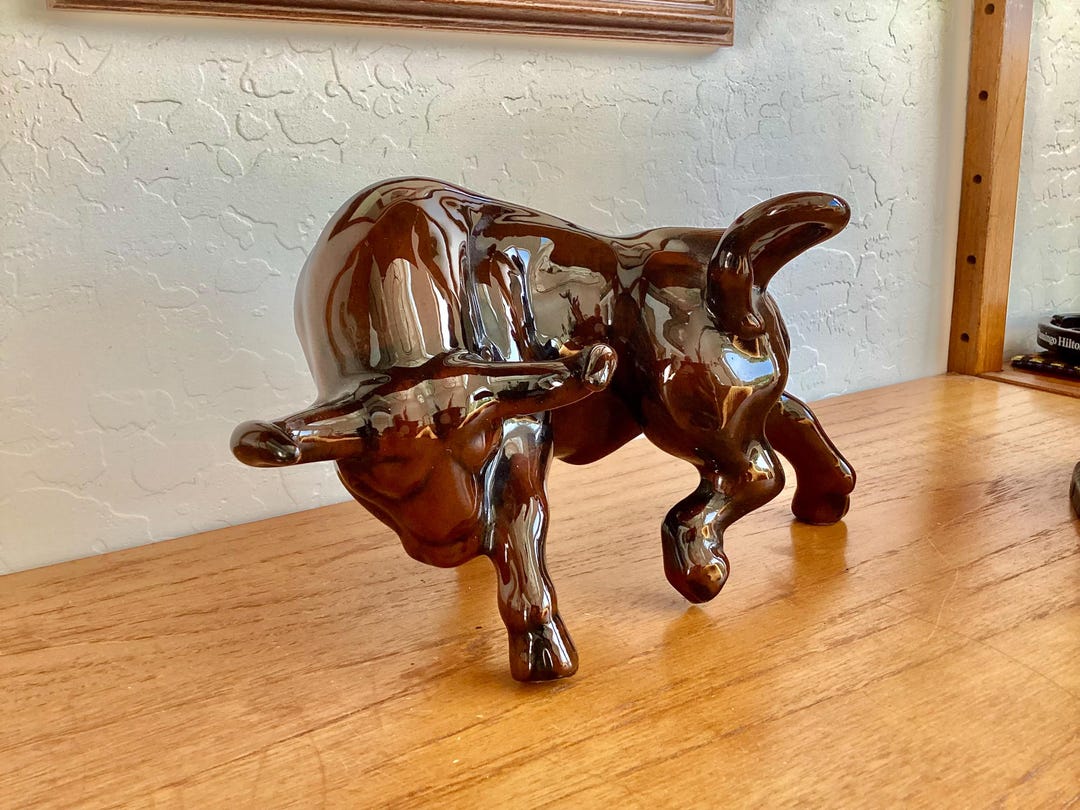 Vintage Ceramic Bull Toro Statue Mid Century Modern Figurine Western ...