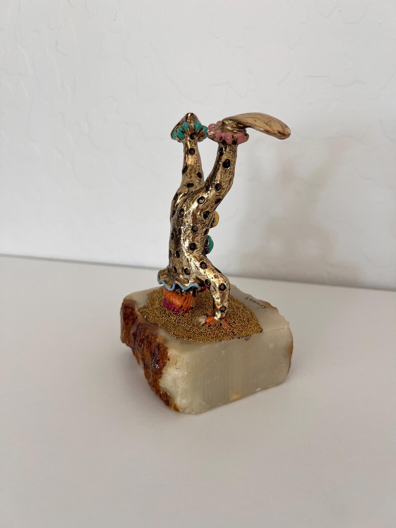 Ron Lee Clown Handstand Vintage Brass Decorative Figurine Heavy Marble ...
