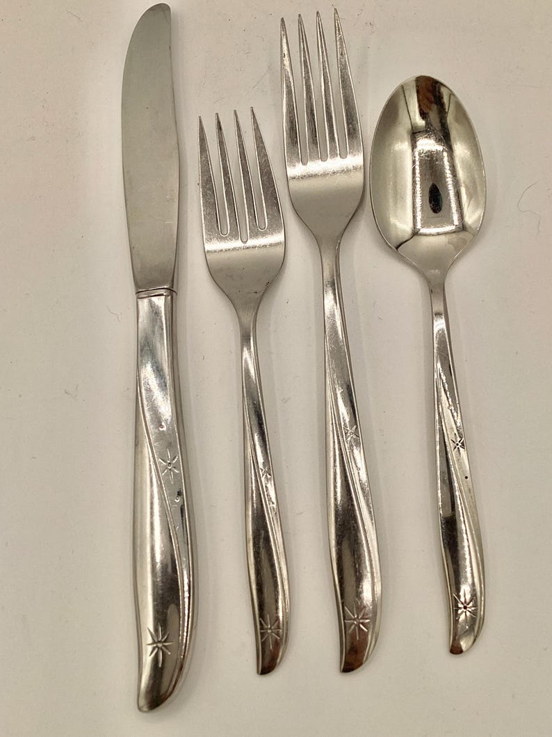 Oneida Twin Star 44 Piece Flatware Set MCM Atomic Collectible Vintage ...