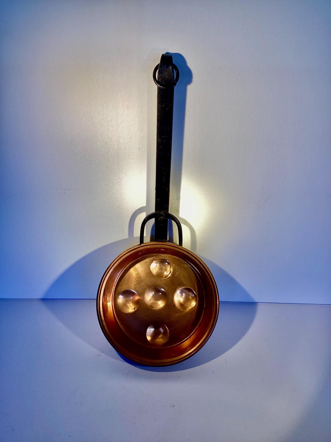 Solid Copper 7 Pan Long Forged Iron Handled Egg Poacher/escargot ...