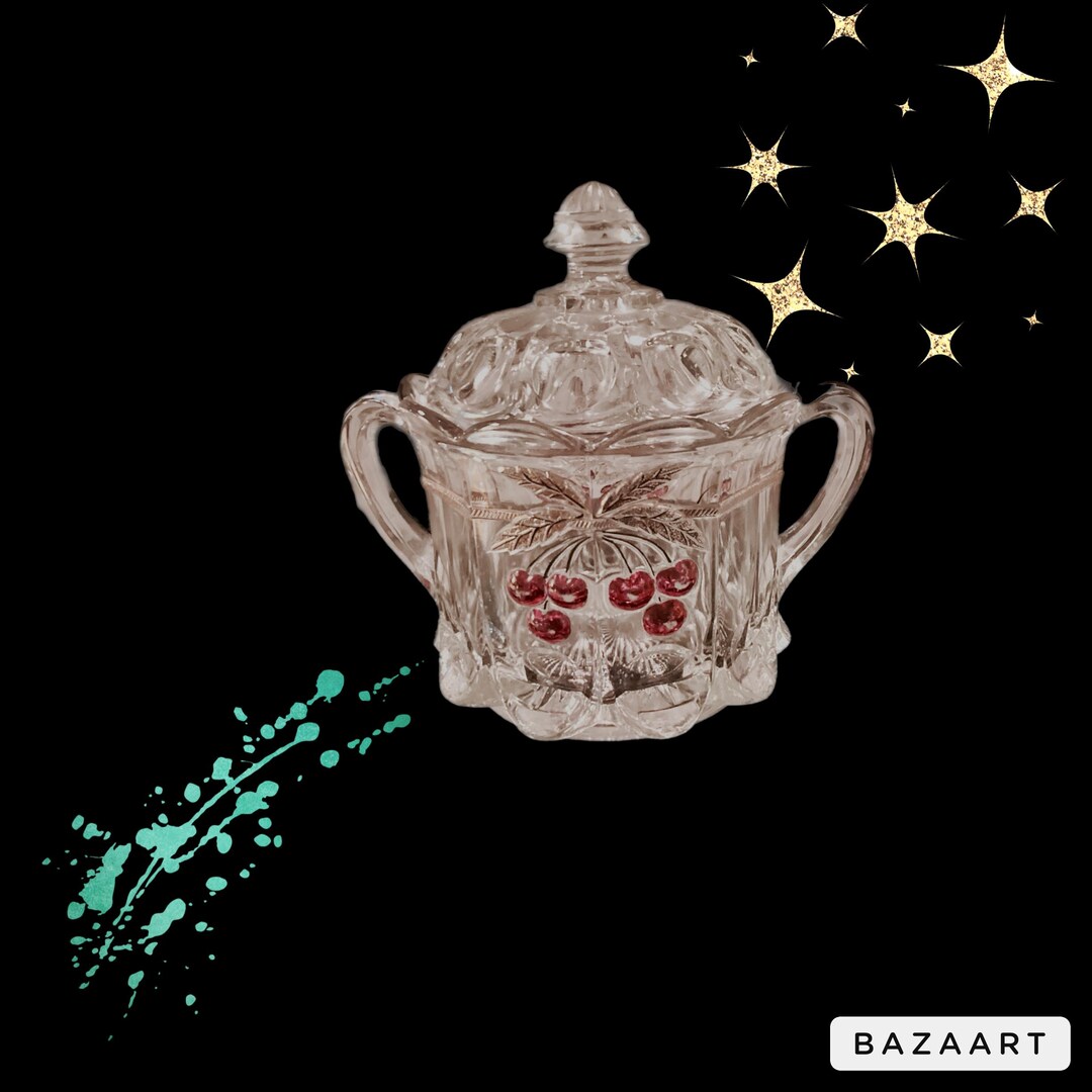 Westmoreland Cherry and Cable Cookie Biscuit Jar Hand Painted Vintage ...