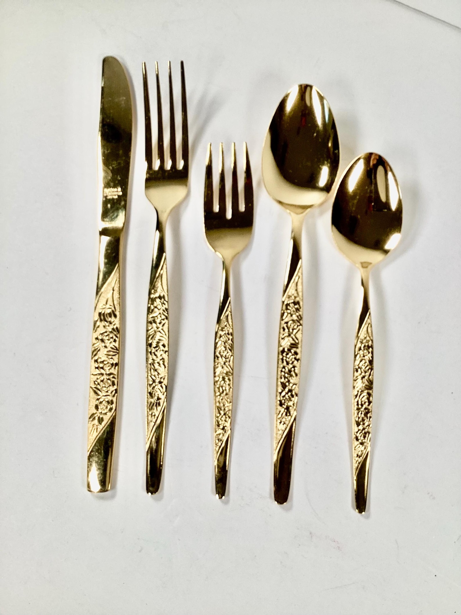 National Stainless Gold Electroplate 56 Piece Flatware Set Etsy
