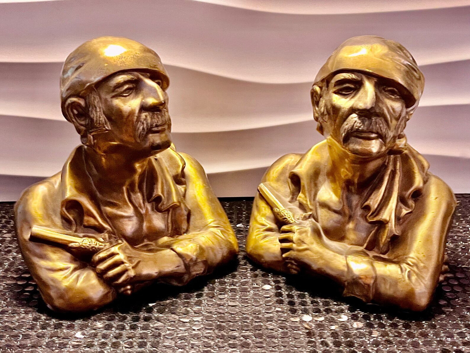Bronze Pirate Bookends Vintage Heavy Pistols Bookcase Decor Shelf Decor ...