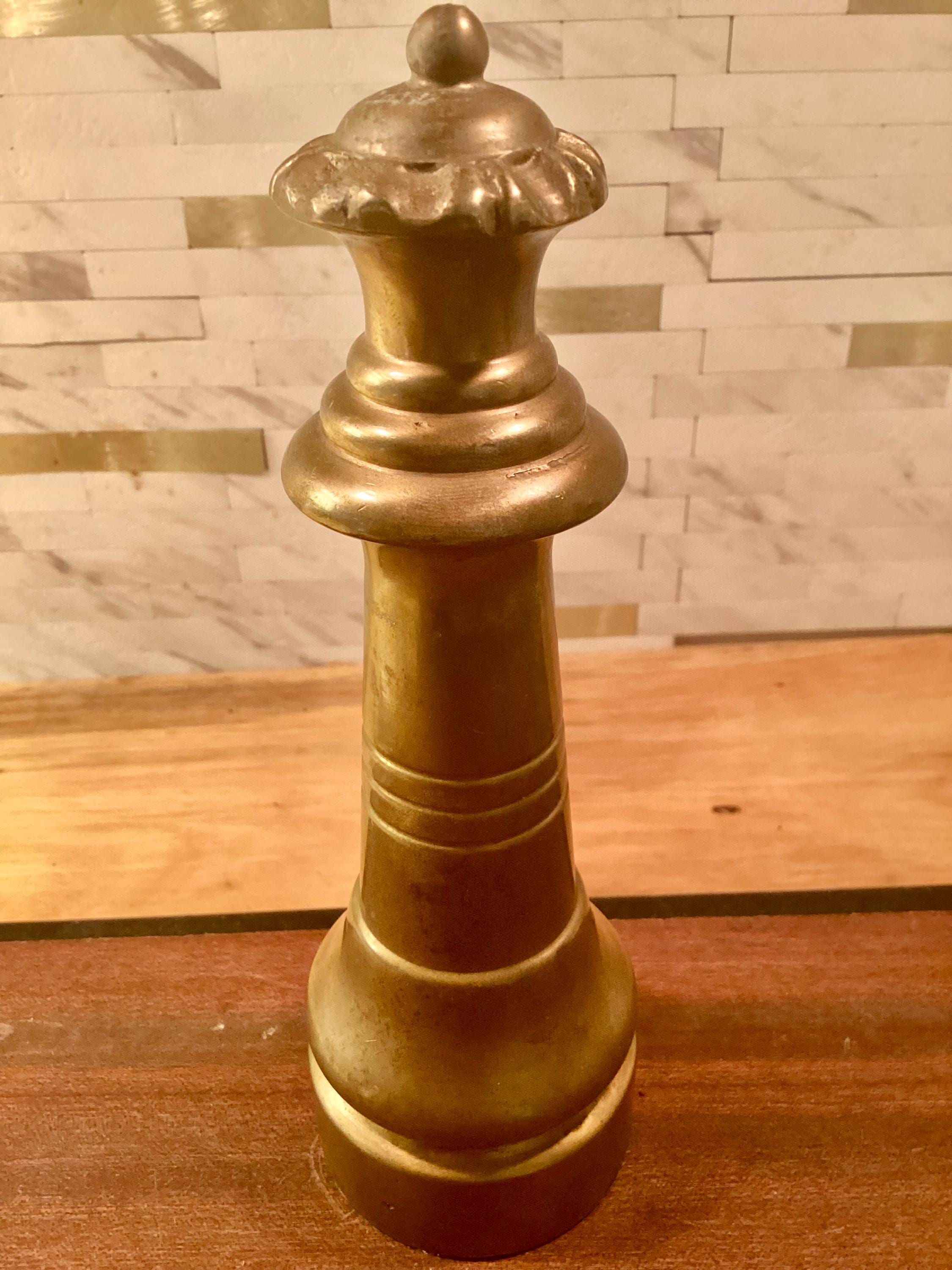 Brass Chess Pieces King & Queen Home Office Man Cave Table Decor Board ...