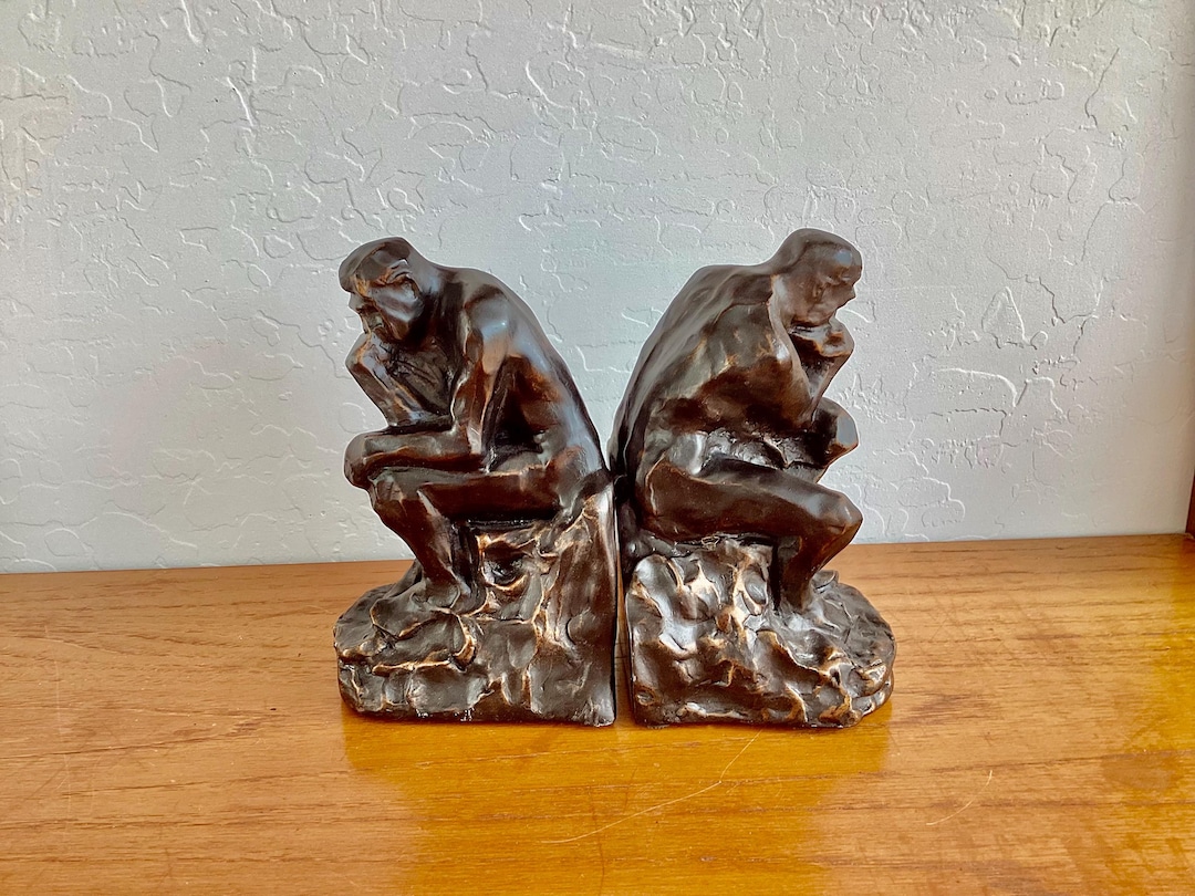 Rodin the Thinker Bookends 1999 Barnes and Noble Shelf Library ...
