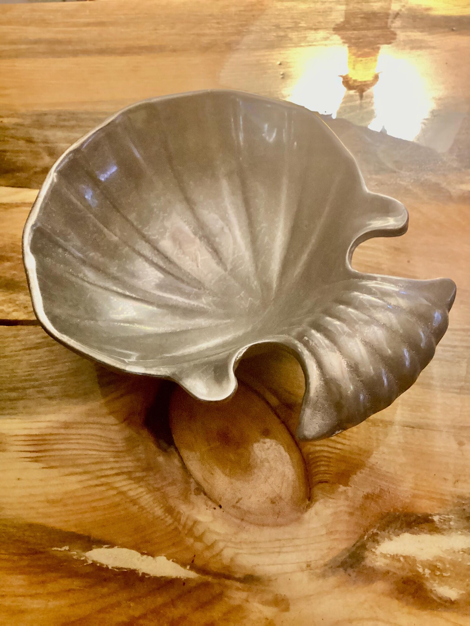 Pewter Seashell Bowl Home Bedroom Bathroom Beach Decor Jewelry Holder ...