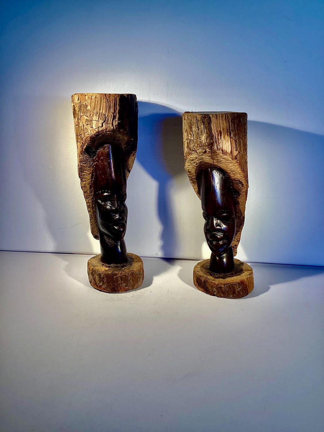 Black Walnut Hand Carved African Figurines - Etsy