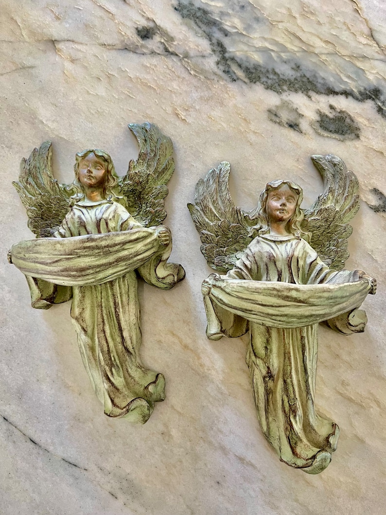 Angel Wall Decor Vintage Winged Angels Set Resin Home Decorating ...