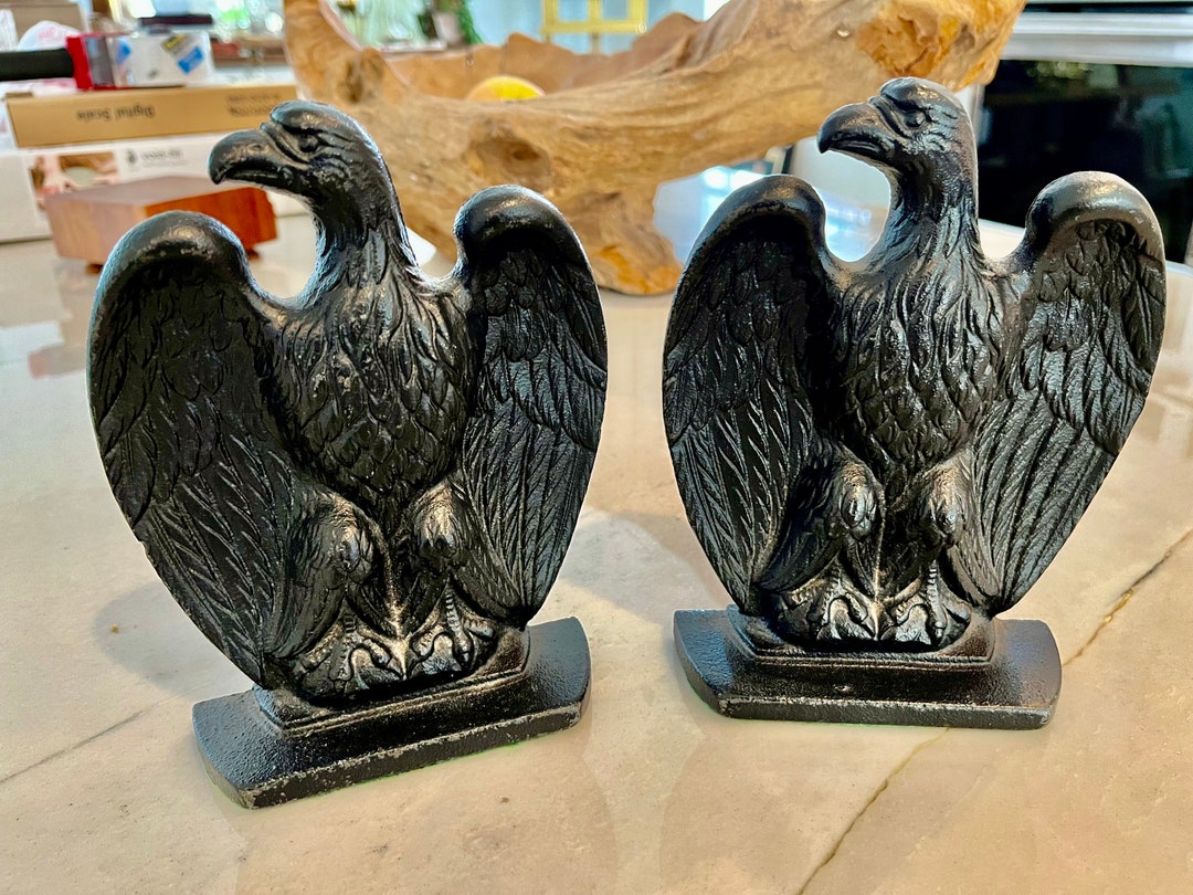 Eagle Bookends Figurines Metal Statues Books Desk Office Shelf Home and ...