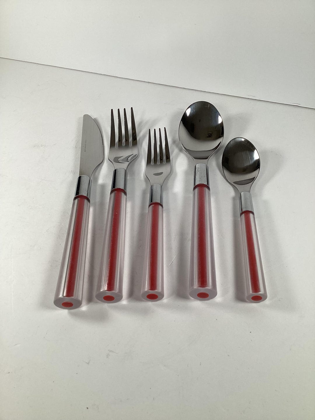 IKEA 38 Piece Stainless Steel Flatware Set Acrylic Handles Silverware ...