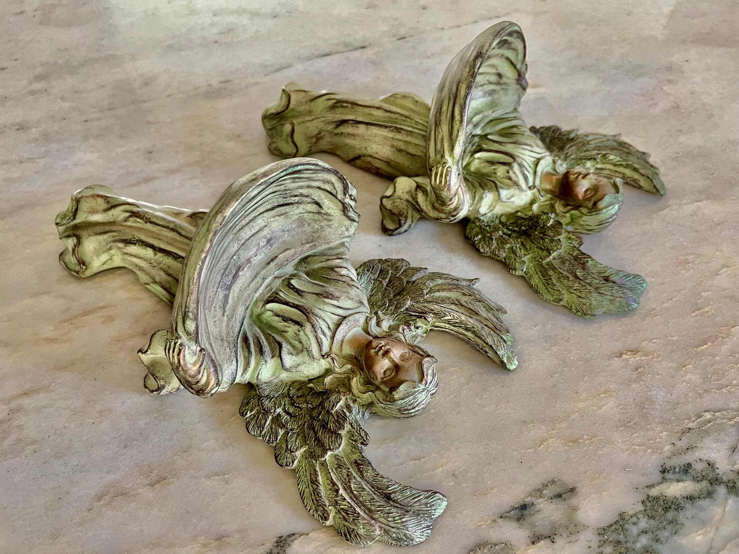 Angel Wall Decor Vintage Winged Angels Set Resin Home Decorating ...