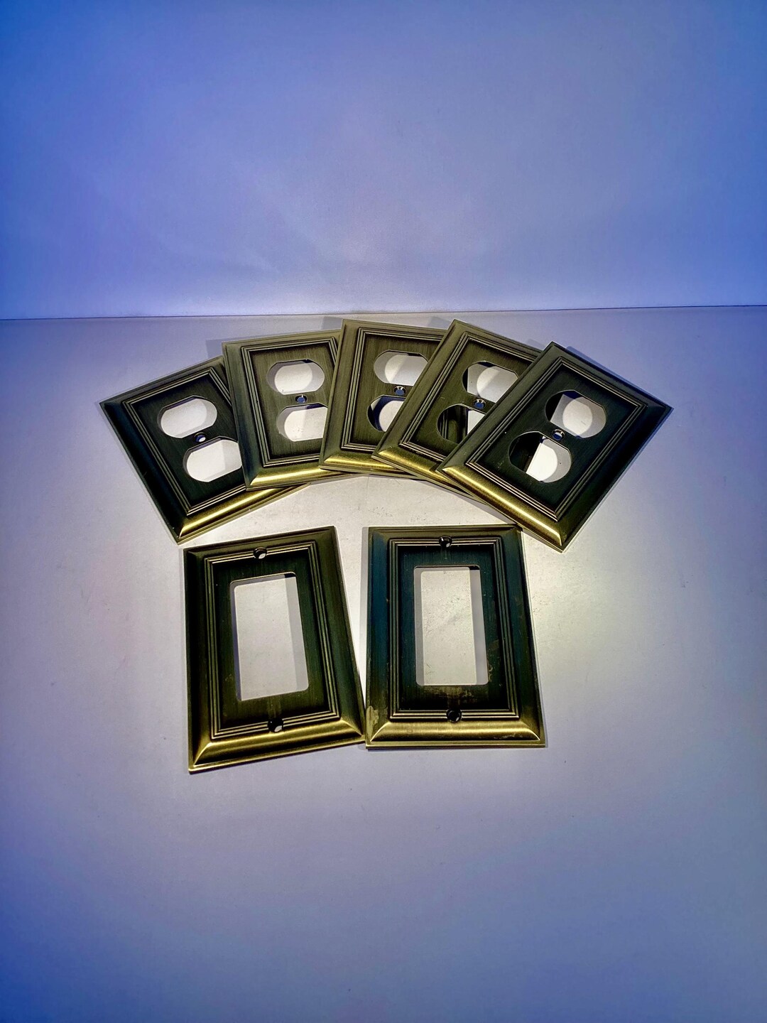 Brass Switch Plates Set of 7 Vintage Metal Outlet Covers Light Switch ...