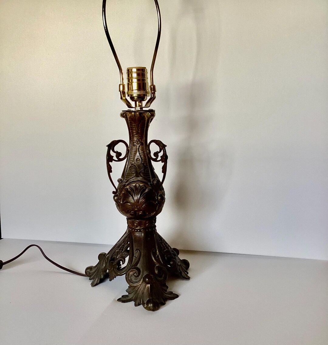 Vintage Cast Iron Table Lamp Electric Ornate Metal Lamps Home and ...