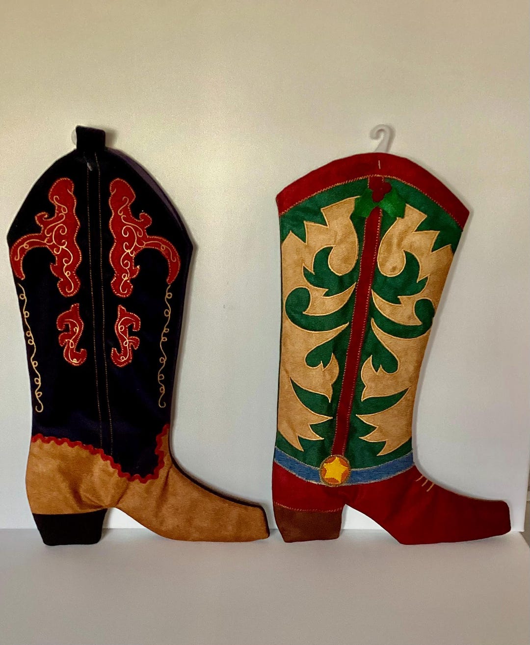 Cowboy Boot Christmas Stockings Pair Handmade Decorative Boots Western ...