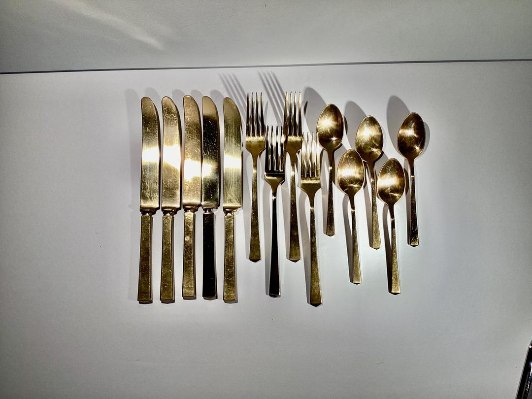 1940s Dirilyte Dirigold Flatware Vintage Gold Silverware Goldenware Home Living Table Settings ...