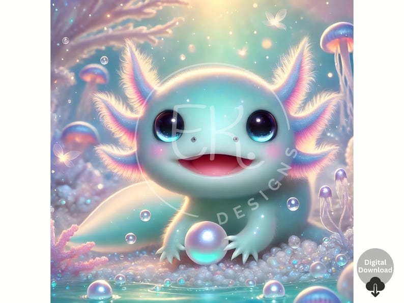11 Cute Axolotl Digital Downloads Blue Axolotl Clipart Junk Journals ...
