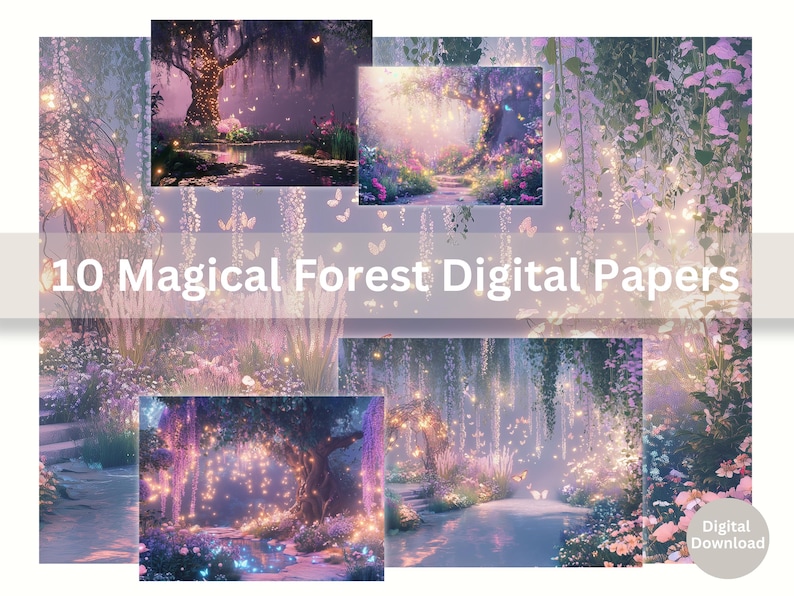 Magical Forest Digital Paper | Fantasy Junk Journal Backgrounds - Etsy