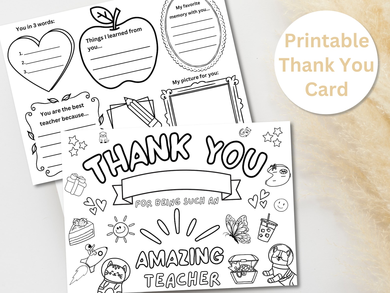 Printable Teacher Thank You Coloring Card Teacher Appreciation Coloring ...