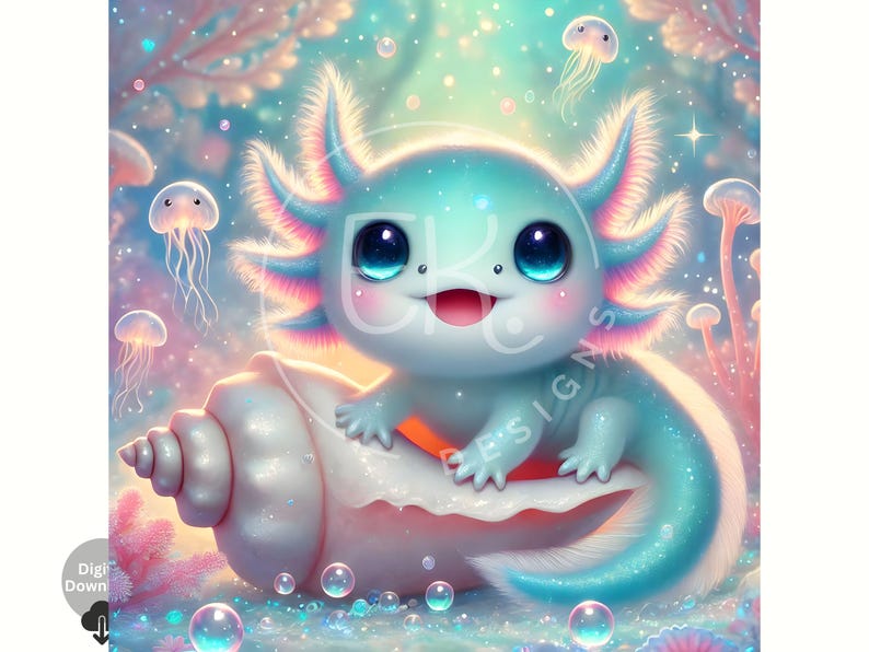 11 Cute Axolotl Digital Downloads Blue Axolotl Clipart Junk Journals ...