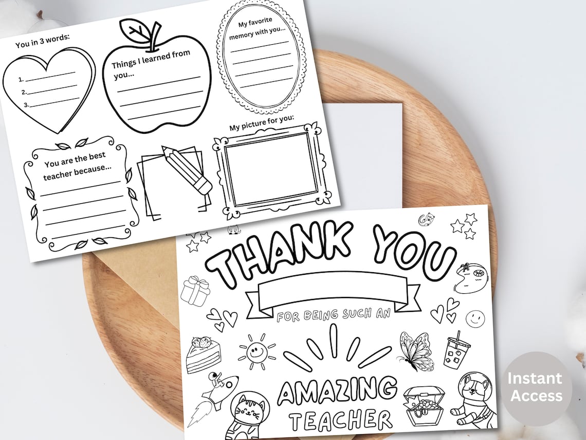 Printable Teacher Thank You Coloring Card Teacher Appreciation Coloring ...