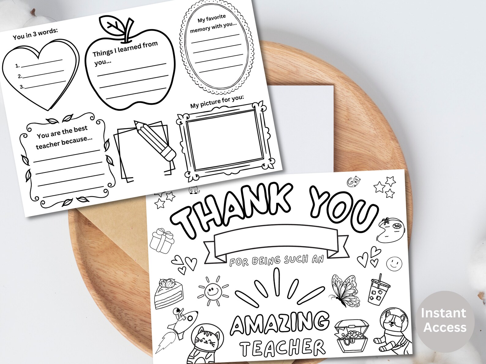 Printable Teacher Thank You Coloring Card Teacher Appreciation Coloring ...