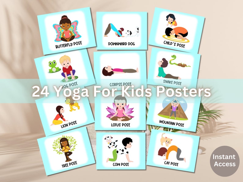 Printable Kid's Yoga Posters Yoga Cards Calm Down Poster Yoga ...