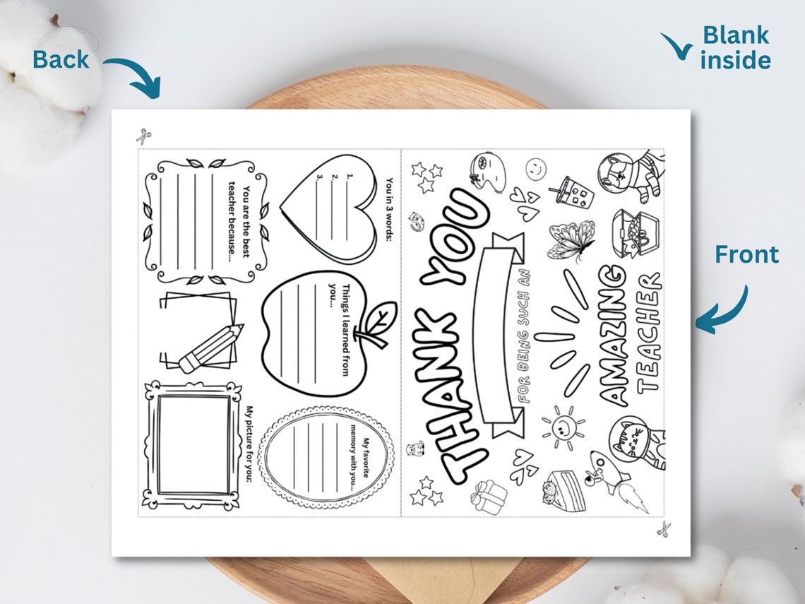 Printable Teacher Thank You Coloring Card Teacher Appreciation Coloring ...