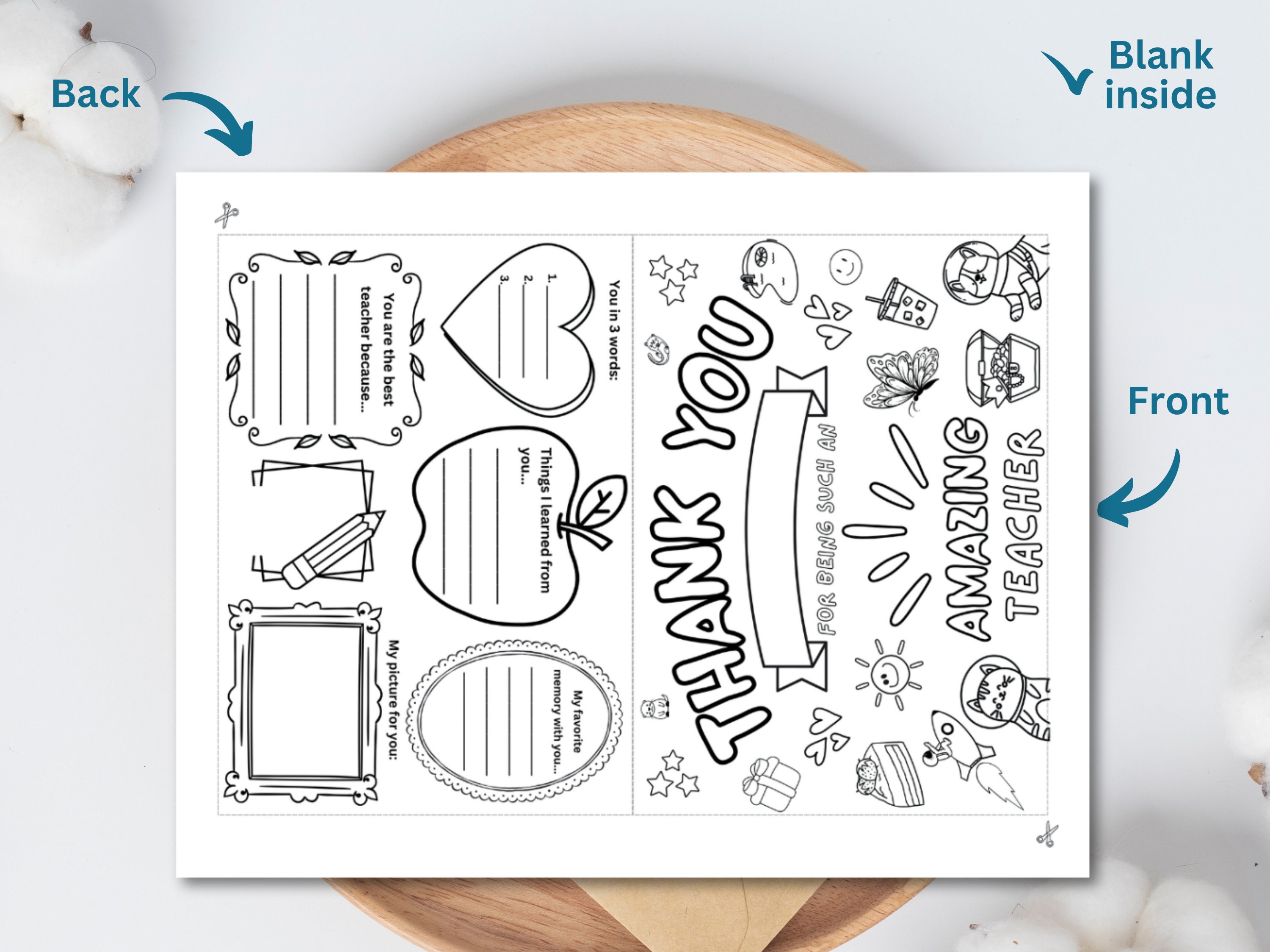 Printable Teacher Thank You Coloring Card Teacher Appreciation Coloring ...