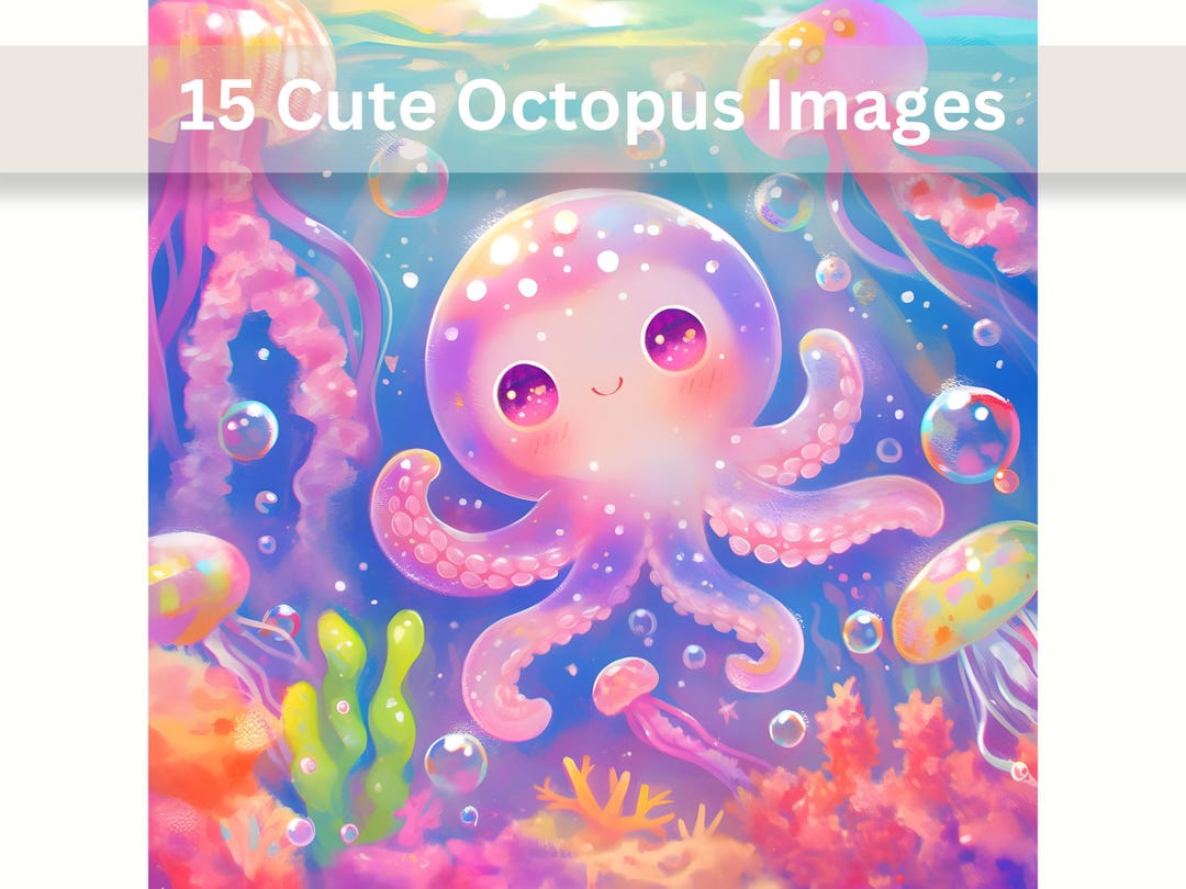 Whimsical Octopus Clipart Cute Octopus Illustration Ocean Animal Art ...