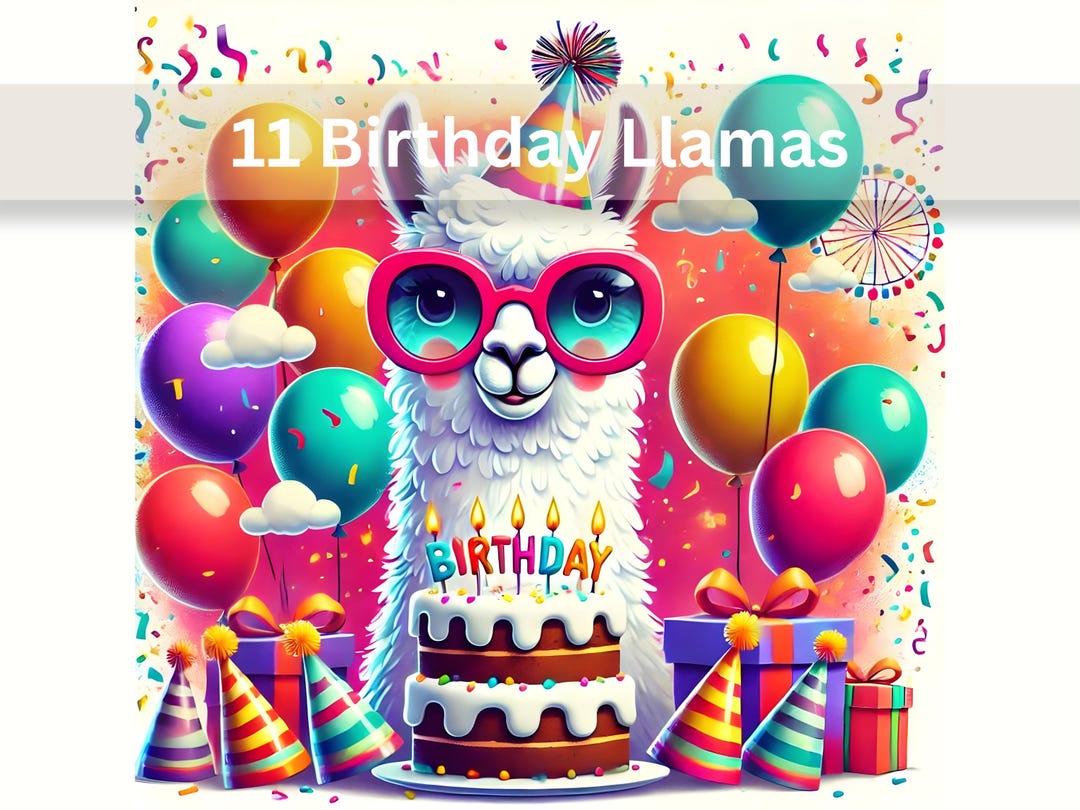 Funny Llama Birthday Clipart Whimsical Llamas Printable Digital ...