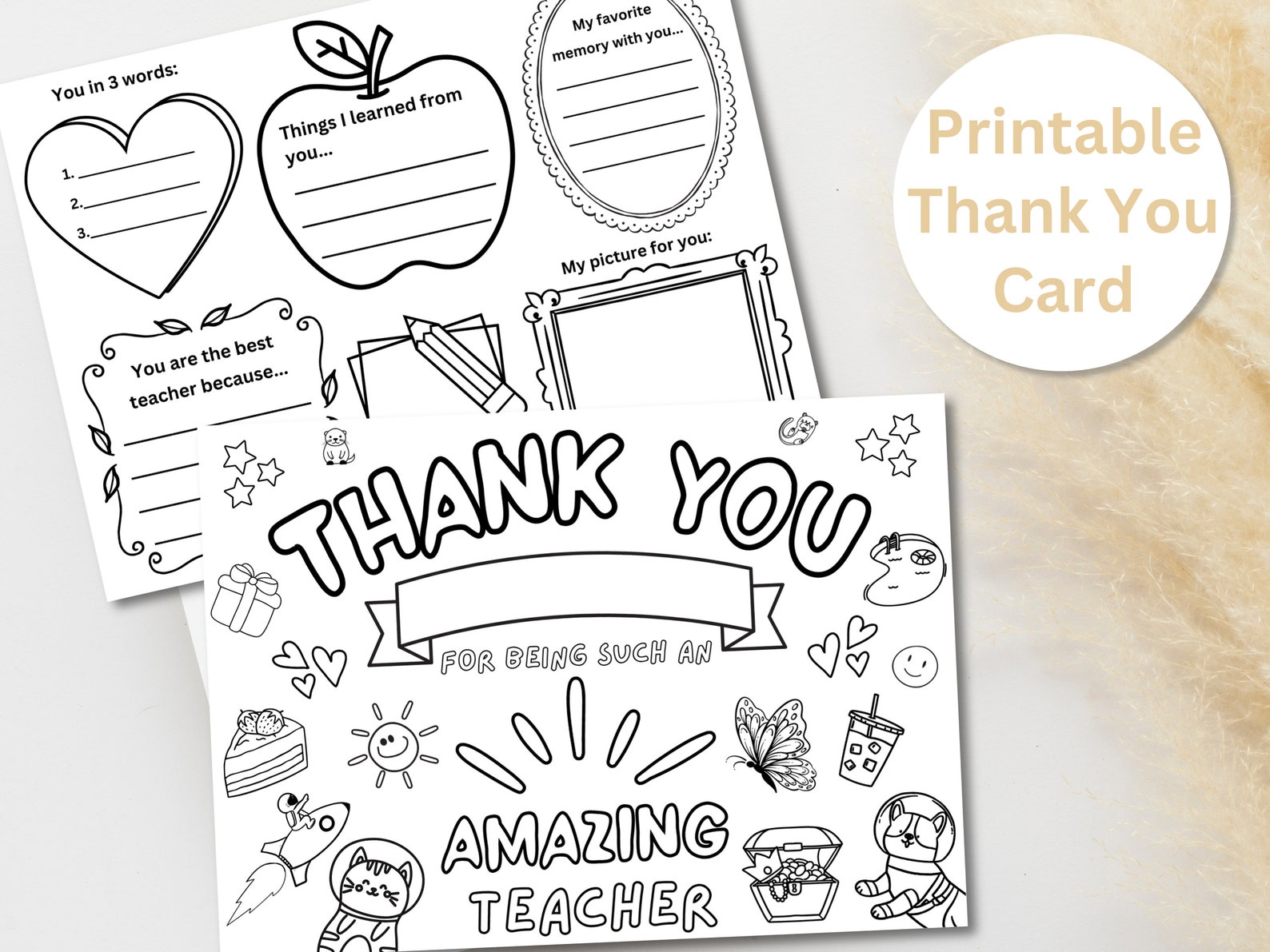 Printable Teacher Thank You Coloring Card Teacher Appreciation Coloring ...