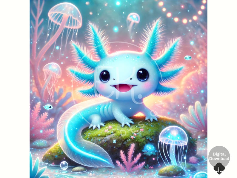 11 Cute Axolotl Digital Downloads Blue Axolotl Clipart Junk Journals ...