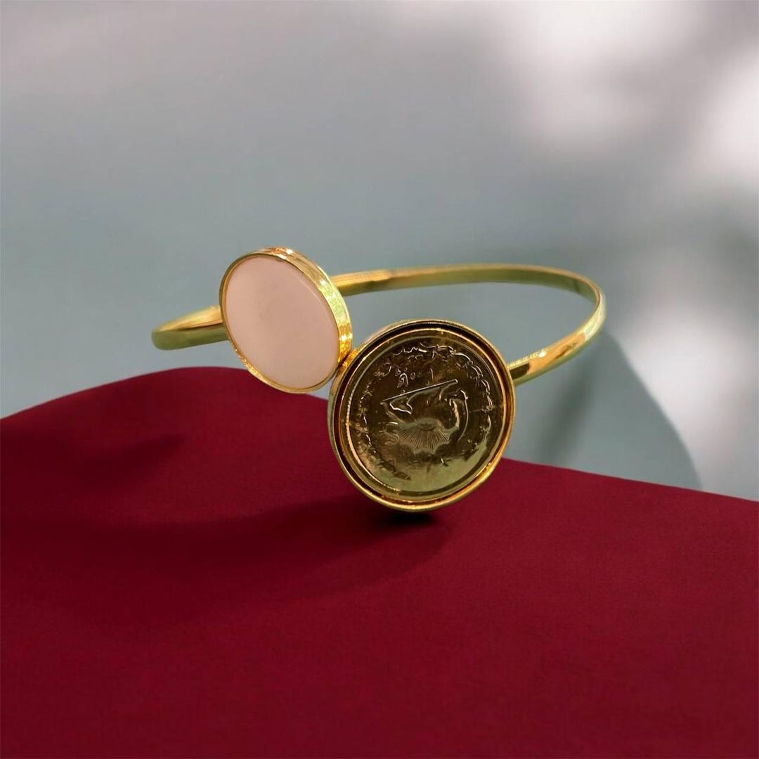 Gold Plated Persian Coin Bangle • Adjustable Farsi Cuff Bracelet - Etsy