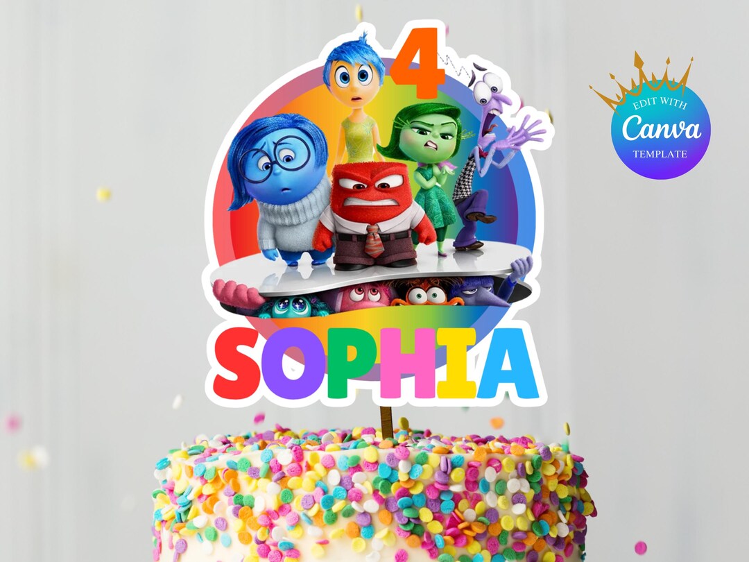 Editable Inside Out Cake Topper, Inside Out Centerpiece, Inside Out ...