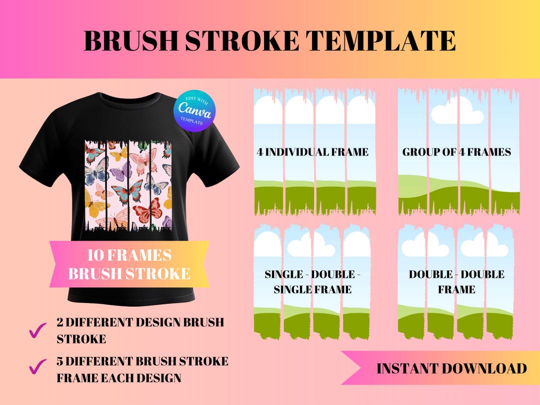 10 Brush Stroke Frame, Paint Stroke Frame, Bleach Effect Distressed ...