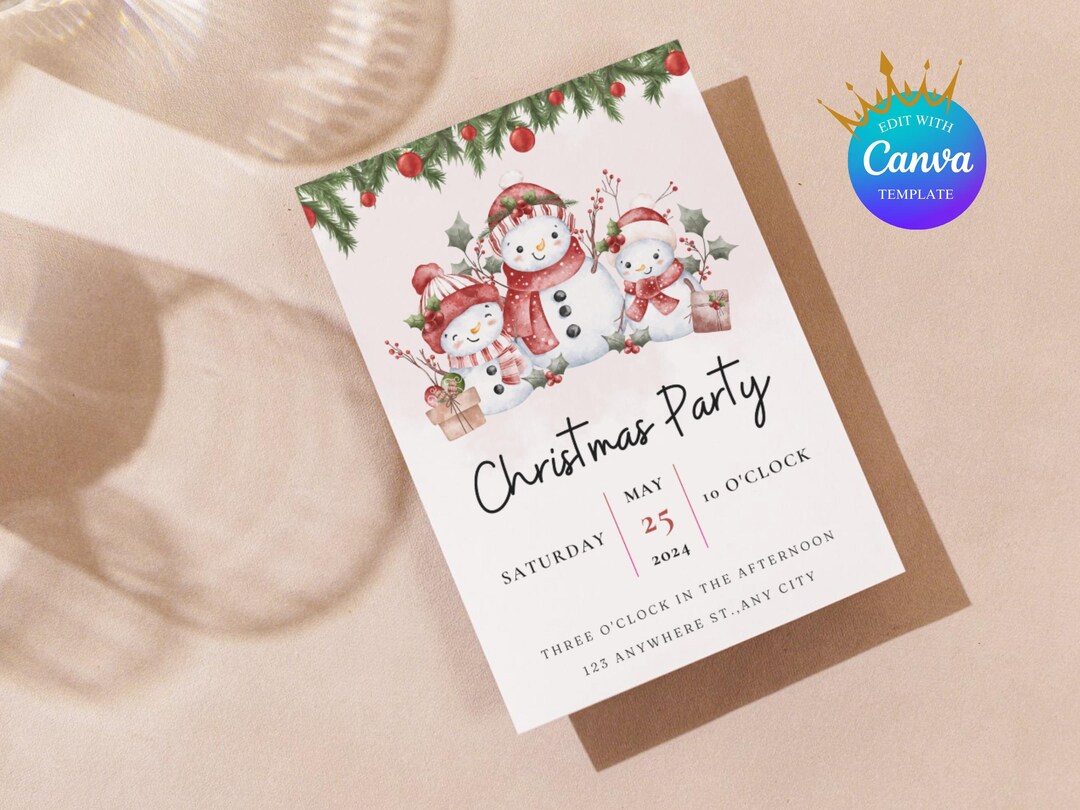 Editable Christmas Party Invitation, Holiday Party Invitation ...