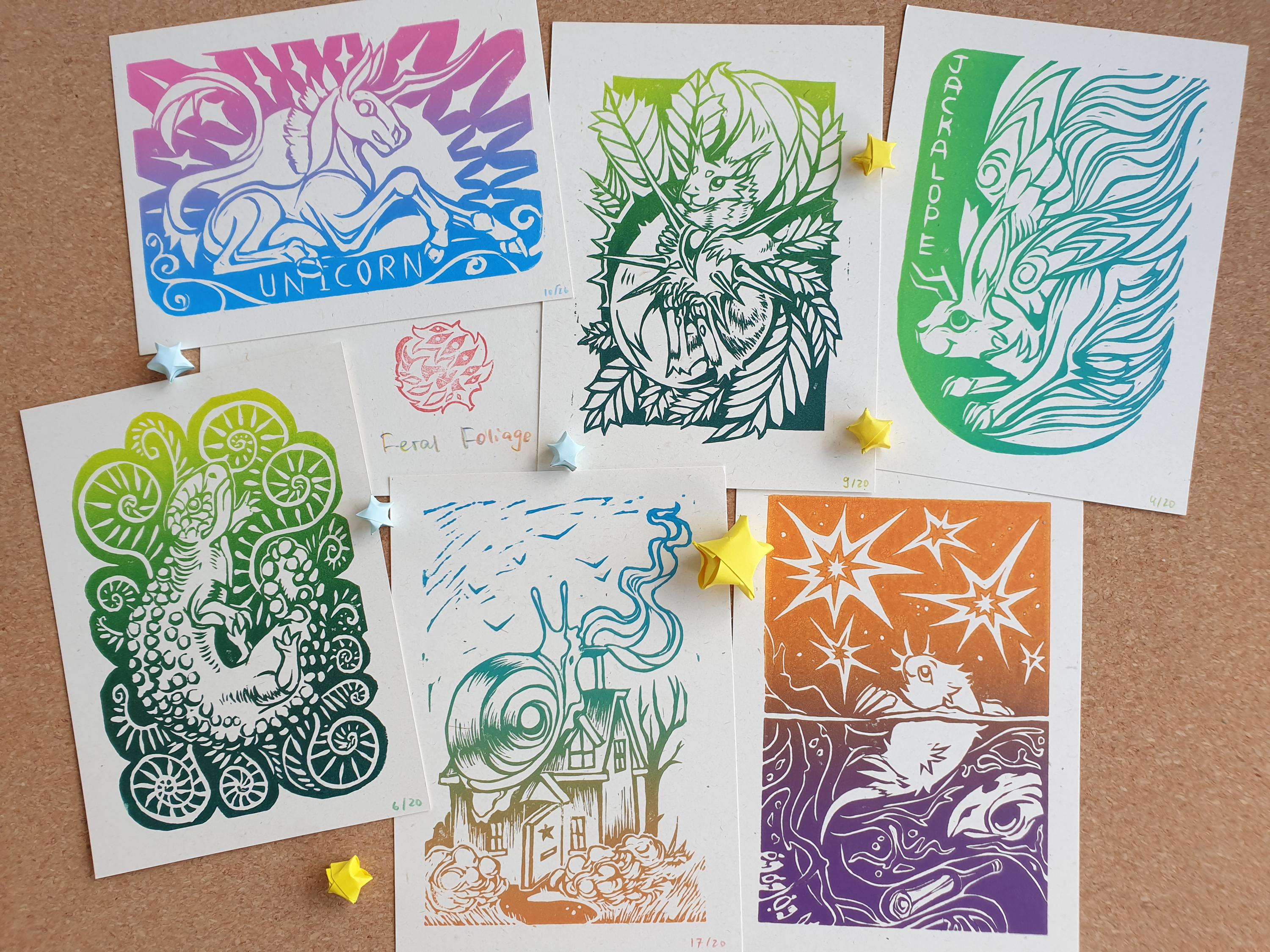 Linocut Star-nosed Mole Looking at the Stars C: A6 - Etsy