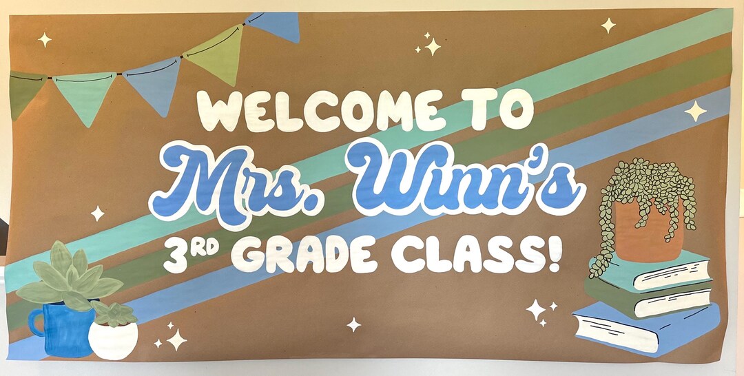Classroom/teacher HAND PAINTED Brown Kraft Paper Banners! Completely ...