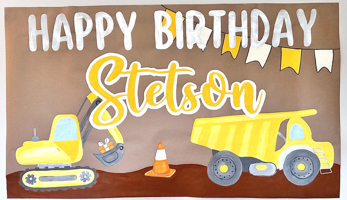 Construction Themed HAND PAINTED Brown Kraft Paper Banners! Completely ...