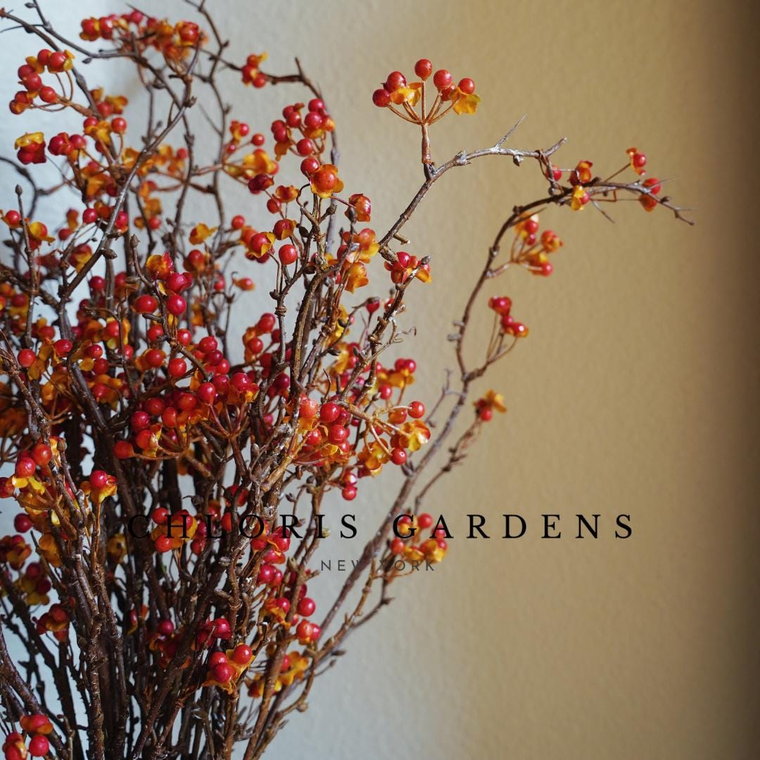 31" Faux Red Winterberry Branch, Artificial Autumn Berry Stem, Twig ...