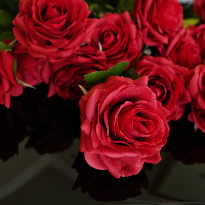 7 Stem Real Touch Latex Rose Bundle, Realistic Faux Silk Flower Wedding ...