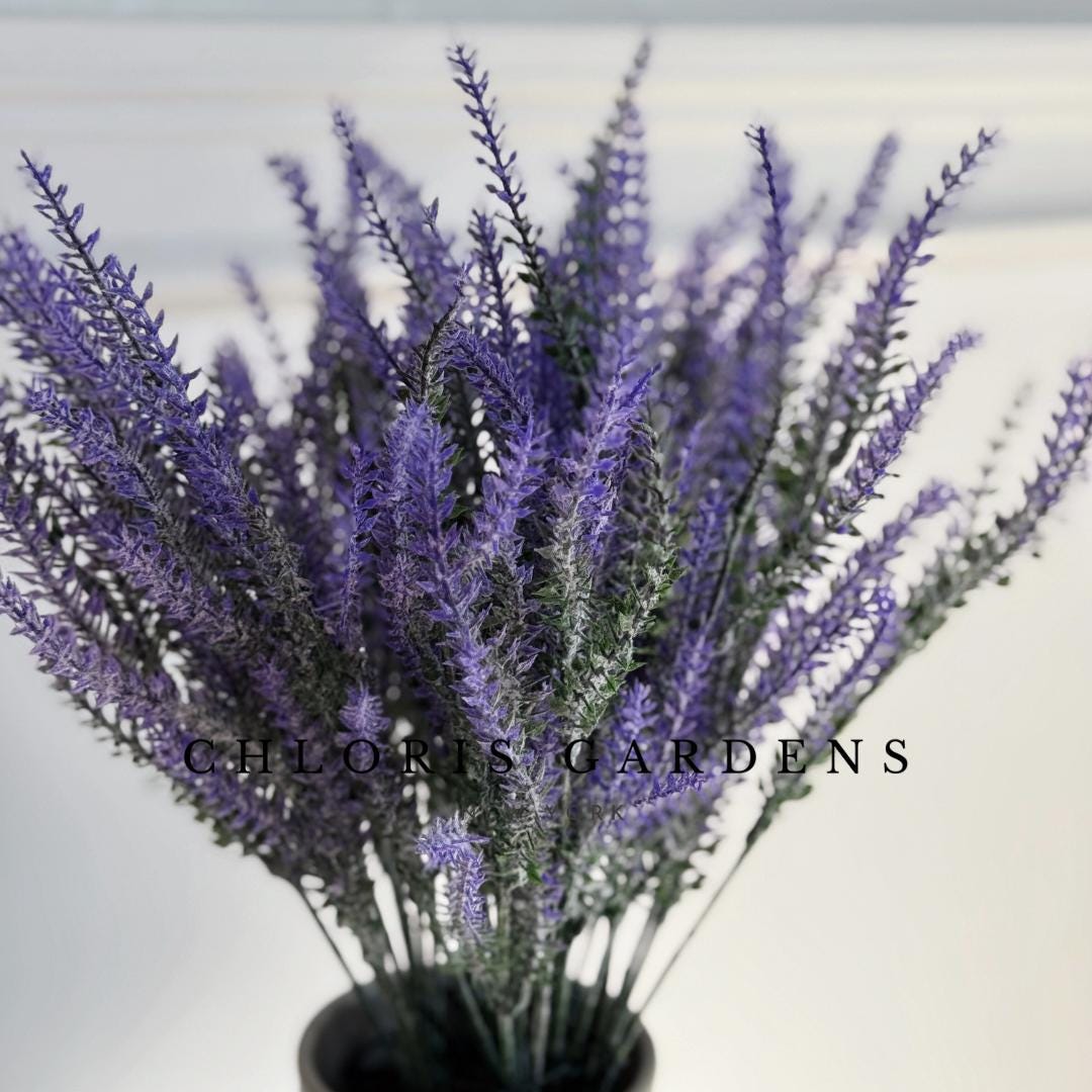 14" Artificial Lavender Flower, Pretty Faux Lavender Stems, Purple ...