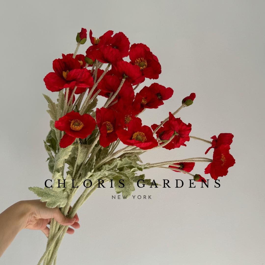 Red Poppy Flowers for Veterans Day Memorial Day, 23.6" Artificial Poppy ...