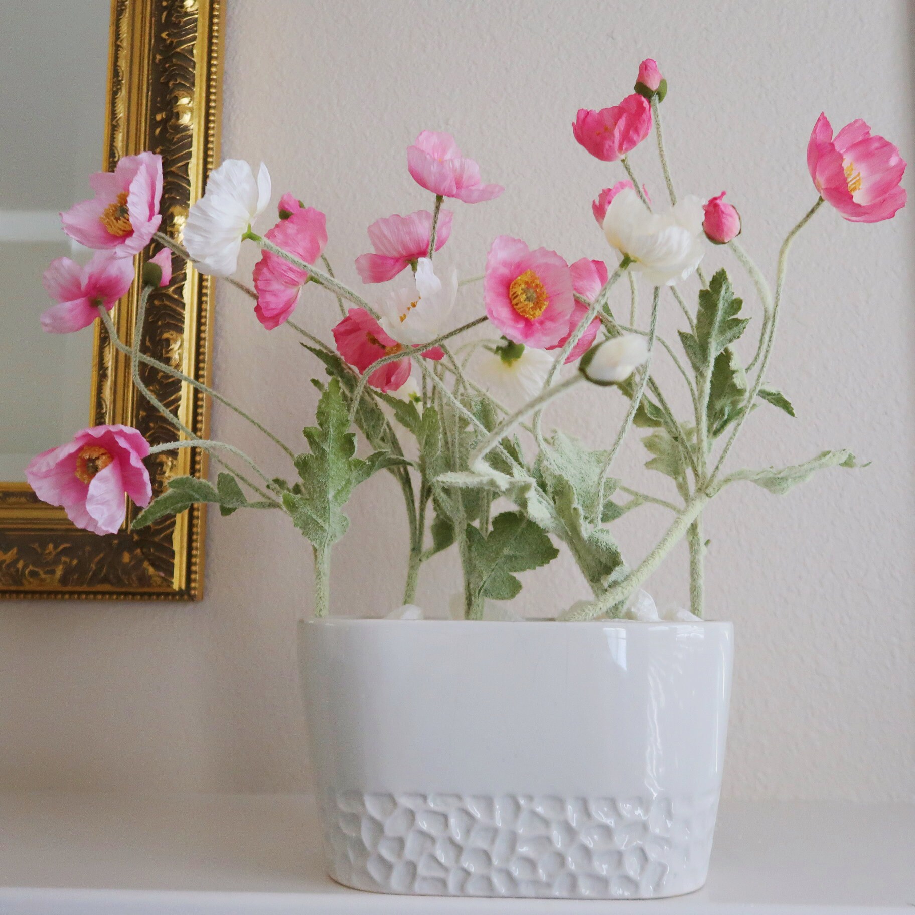 6 Stems Artificial Poppy Bouquet Mixed Colors Realistic Faux Poppy ...