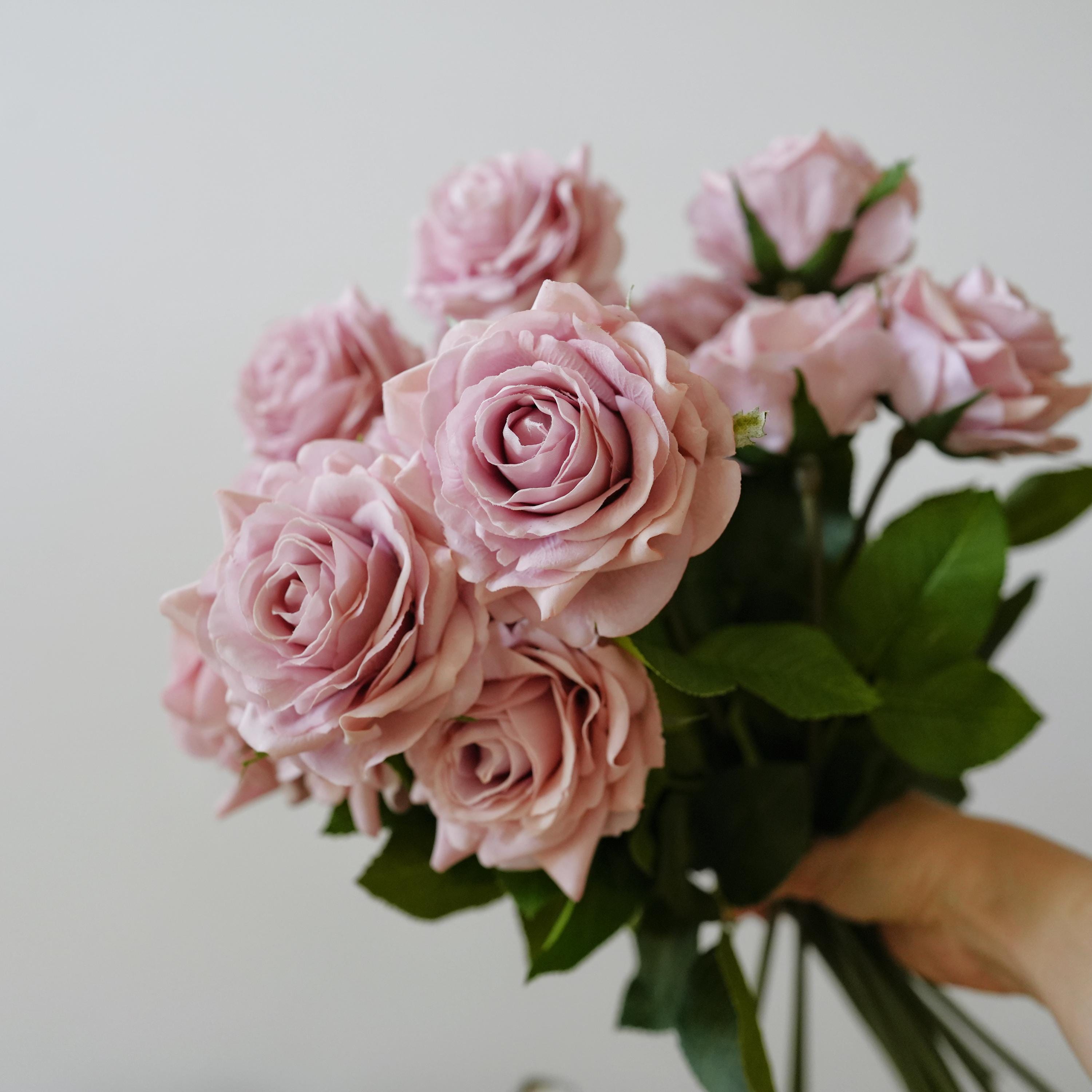 7 Stem Real Touch Latex Rose Bundle, Realistic Faux Silk Flower Wedding ...