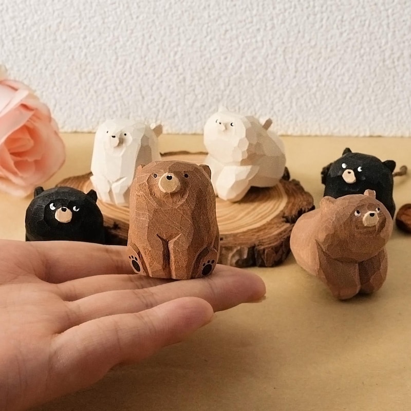 Wood Crafted Bear Figurine - Etsy