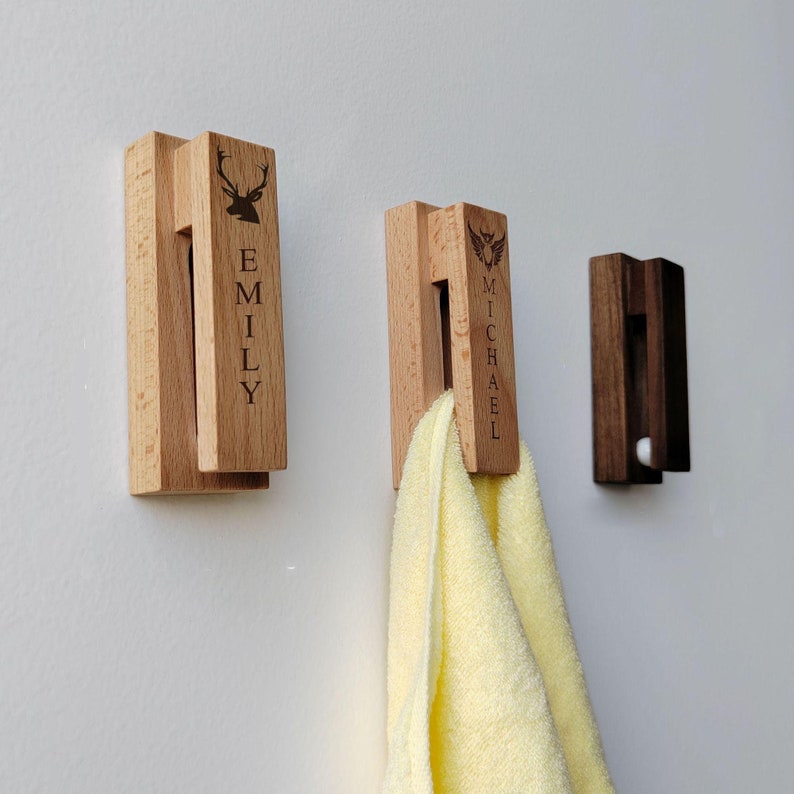 Customized Name Hook, Wooden Coat Hook Wall Mount, Decorative Wall ...