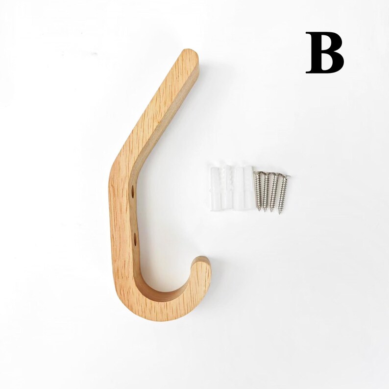 Beech Wooden Hooks, Natural Oak Wood Wall Hooks, Coat Hook Wall Mount ...