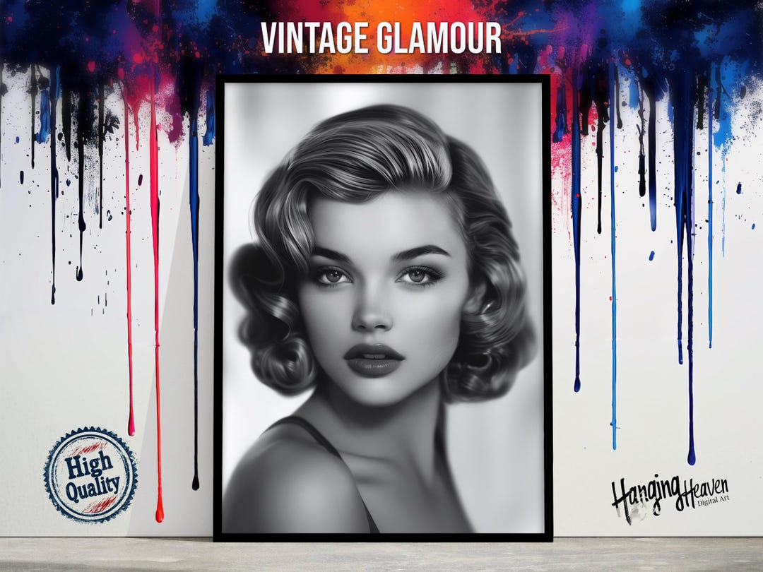 Printable "vintage Glamour" Poster, Hollywood Glam, Vintage Portrait ...